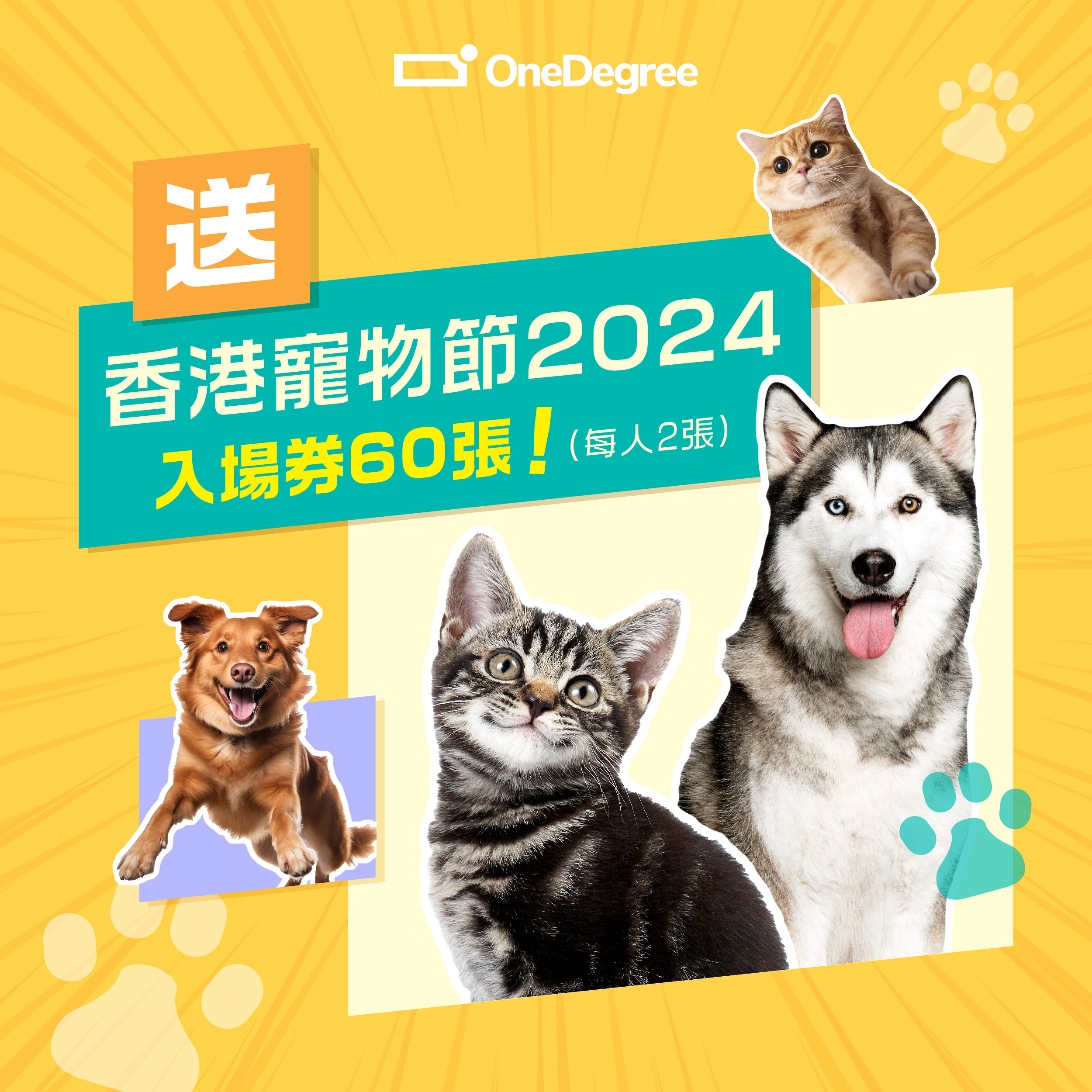 【2024寵物節】OneDegree送你 60 張入場券！ - OneDegree HK